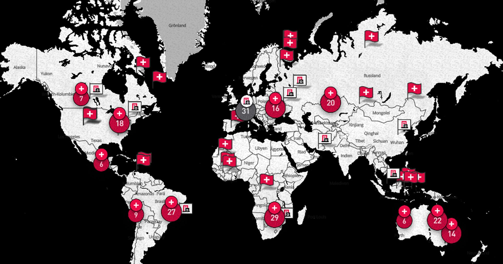 The world map of Swiss mines